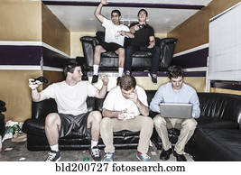 Friends hanging out at night club Stock Photo | faa099000387 | Fotosearch