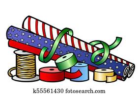 Stack of colorful ribbons on wrapping paper Stock Photo | u16755717 ...