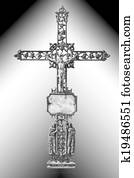 Wrought iron cross with jesus christ Stock Image | we097263 | Fotosearch