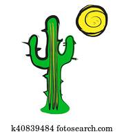 Cactus and Sun Clipart | u23653784 | Fotosearch