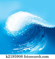 An image of a big wave and a moon Clip Art | k14783869 | Fotosearch