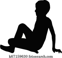 Silhouette of boy crouching on edge of fountain Stock Image ...