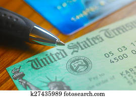 Stock Photo of Copy of a fictitious United States Treasury refund check ...