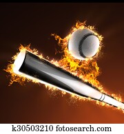 Softball With Bat Drawing | softball032 | Fotosearch