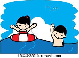 Stock Illustration of Boy and a girl swimming underwater u12807248 ...