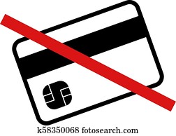 No credit card payment. Cash. Red prohibition sign. Stop symbol with ...