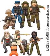 Swat team running Clip Art | 22p0049 | Fotosearch