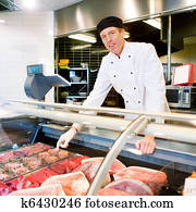 1950S Man Grocer Butcher Smiling Raw Meat Pork Roll 19 Cents Store ...