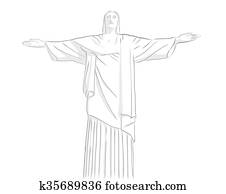 Aerial view of a statue, Christ the Redeemer Statue, Rio De Janeiro ...
