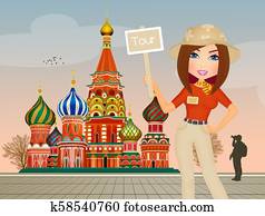 Tour Guide, Illustrative Technique Drawing | u23491853 | Fotosearch
