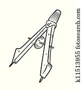 Clip Art of Drafting compass drawing plan design circle k4609077 ...