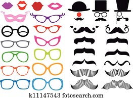 Mustaches set Clip Art | k7607776 | Fotosearch