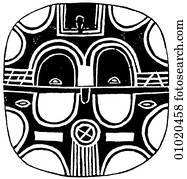 Signs & Symbols - line art Africa Wooden mask, Congo-Kinshasa. The ...