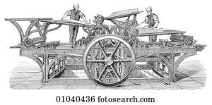 Industry & Technology -line art Printing Press "Albion" Hand-press ...