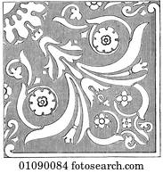 Patterns & Motifs - England - line art Ceramic Tile design c. 1850 ...