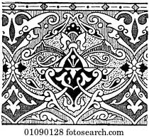 Patterns & Motifs - line art Persian Tile Panels (1500-1700) Persia is ...