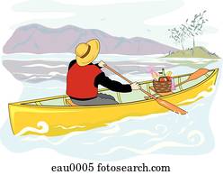 An illustration of a man whitewater kayaking in extreme conditions Clip ...