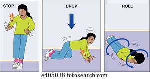 Stock Illustration of Stop, drop and roll technique, drop e405039 ...