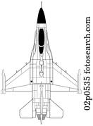 F-16 top view (bl) Clip Art | 02p0536 | Fotosearch