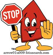 Arrow Down Holding A Stop Sign Stock Illustration | arrow01d009 ...