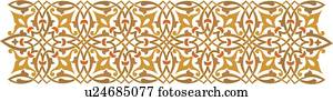 Red, gold and brown fancy Arabesque Design Clipart | u13260663 | Fotosearch