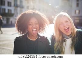 Portrait of two female friends Stock Image | u16634090 | Fotosearch